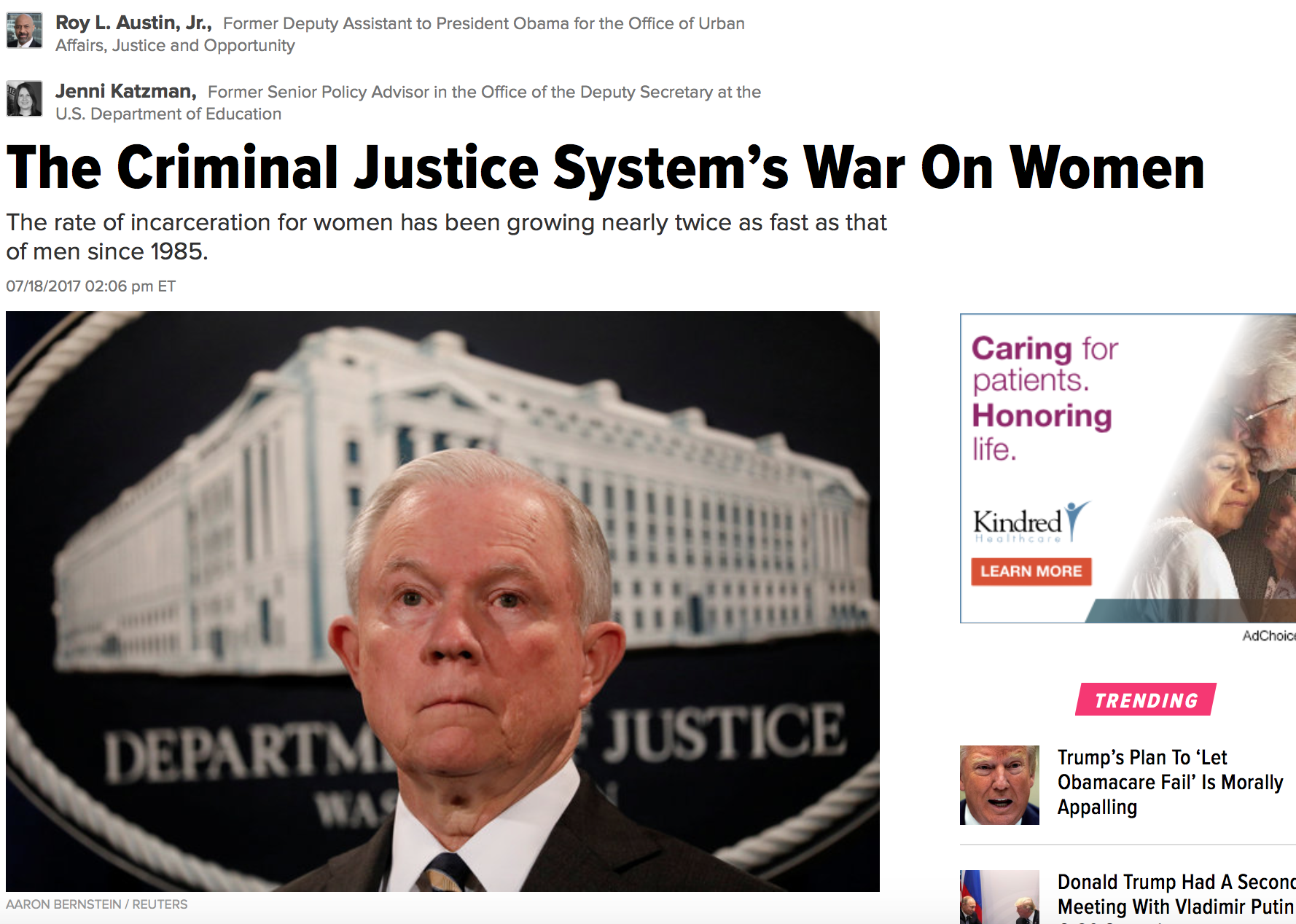 Huffpost: "Criminal Justice System's War on Women" — CAN-DO Justice ...